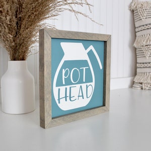 Coffee Bar Sign Coffee Pot Head Sign Coffee Decor Framed Wood Sign ...