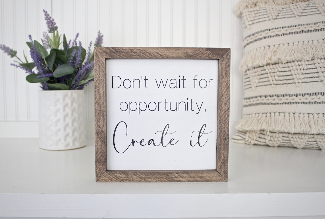 Office Home Decor Sign Opportunity Sign Inspirational Quote Framed Wood ...