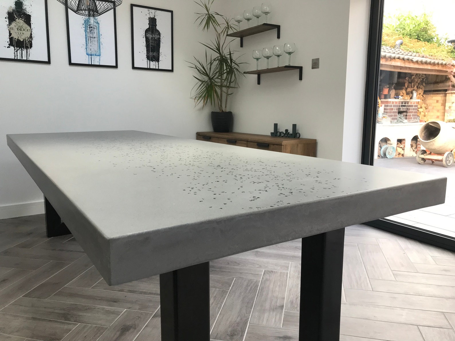 Concrete Dining Table - River of Glass - Concrete Conference Table ...