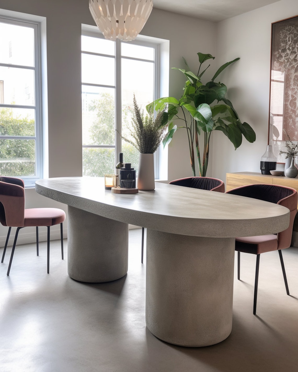 Concrete Oval Dining Table White or Selection of Grey - Etsy