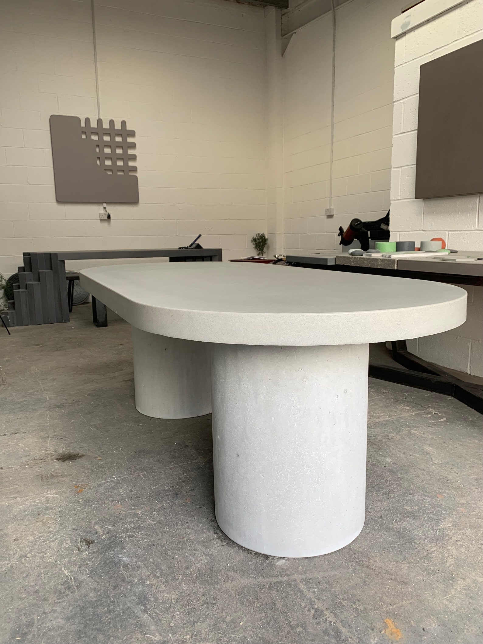 Concrete Oval Dining Table - Modern Pill Design - White or Grey Shades ...