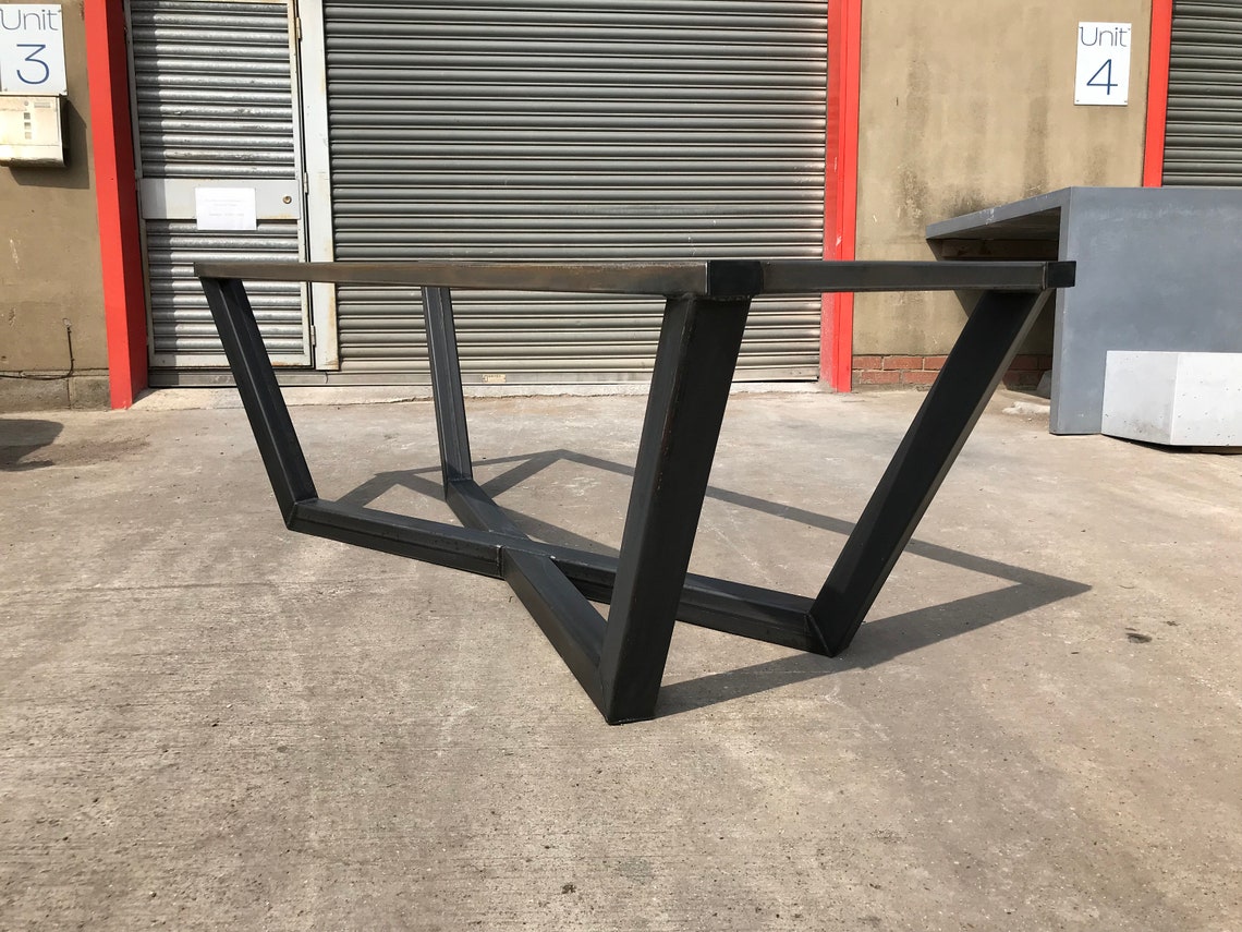 Solid Steel Unique Table Frame Clear Coat or Powder Coated - Etsy UK