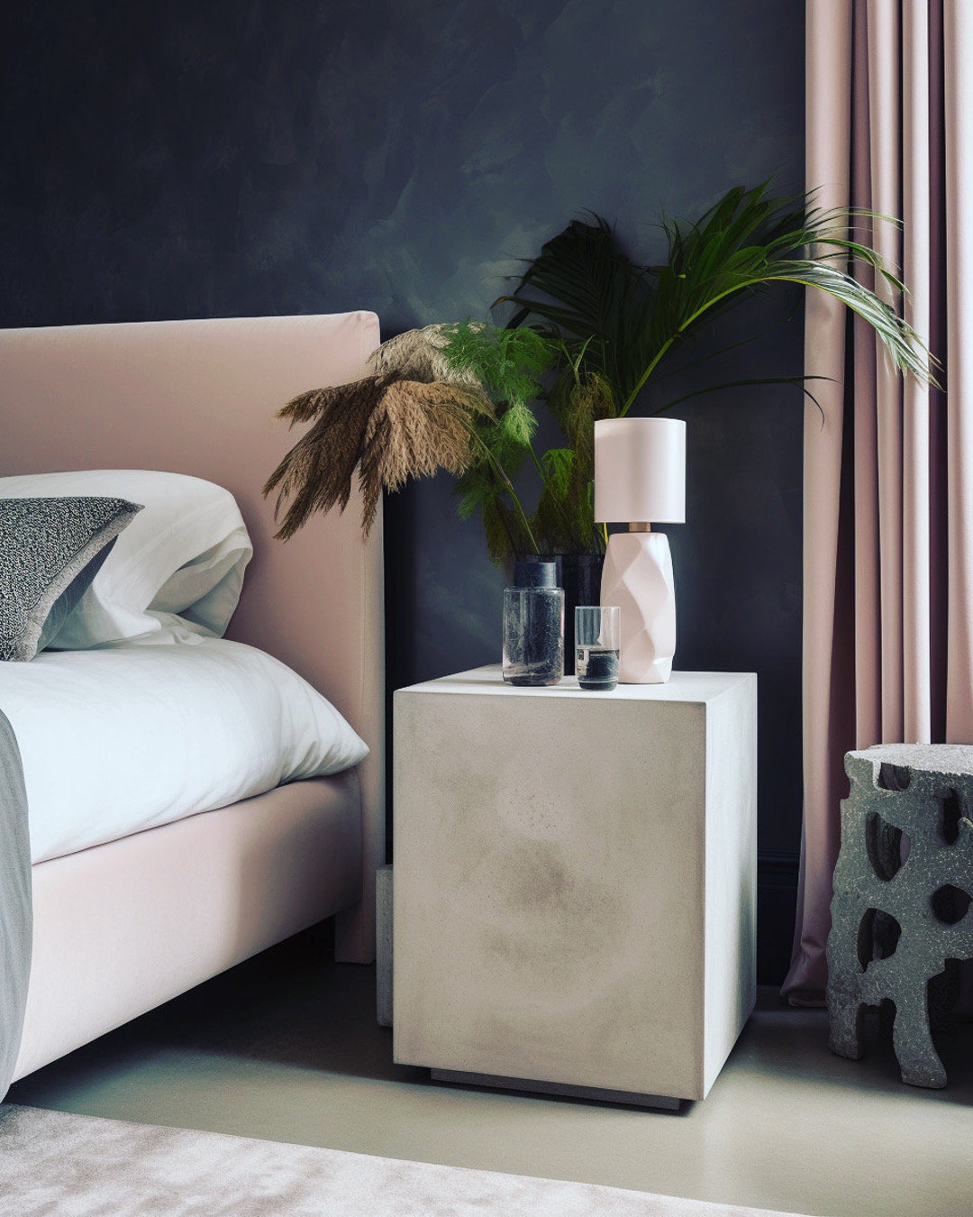 Zen Cube Concrete Side Table - Etsy