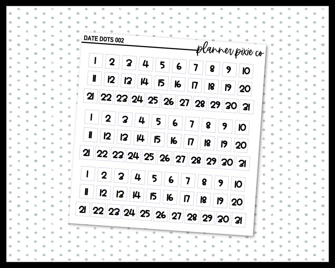 Foiled Date Dots, Planner Stickers, Foiled Numbers, Foiled Dates 002 - Etsy