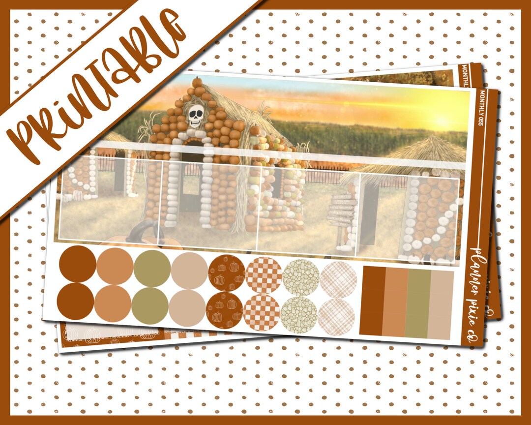 Printable Kit, Printable , Cut Line Files, Instant Download, Monthly ...