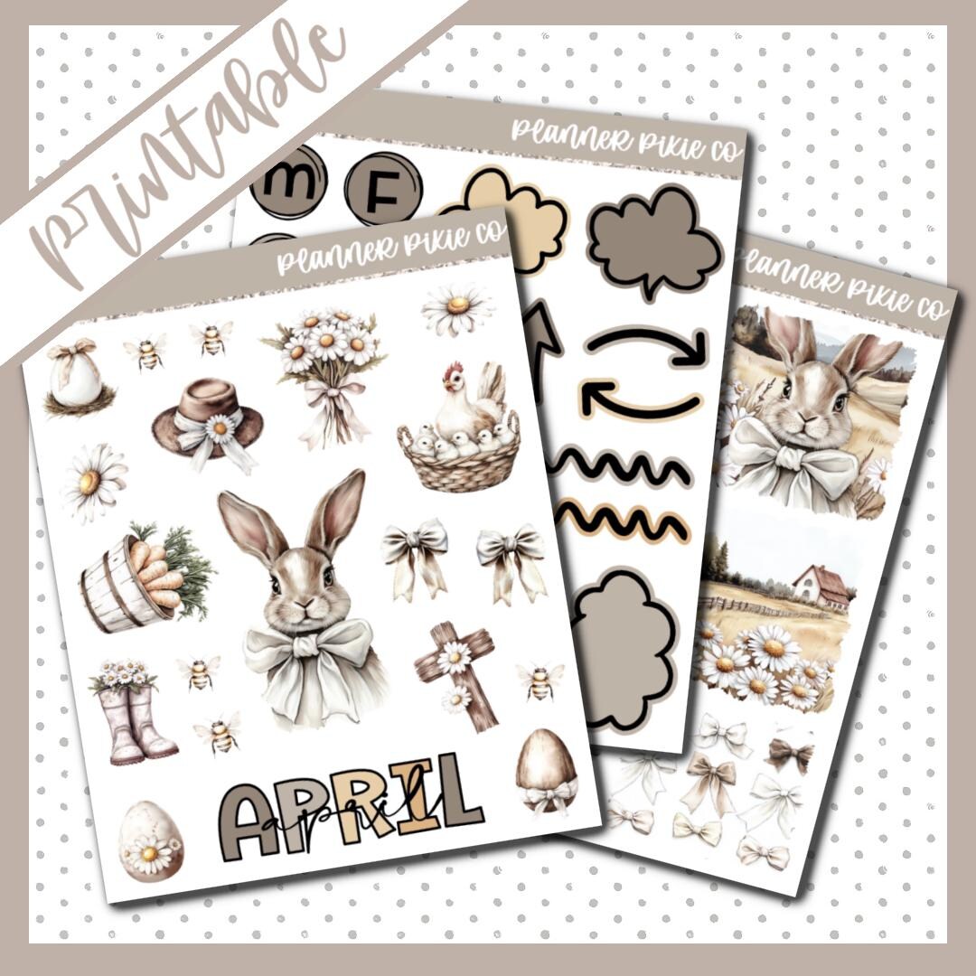 Printable April Journaling Kit , Cut Line Files, Instant Download ...