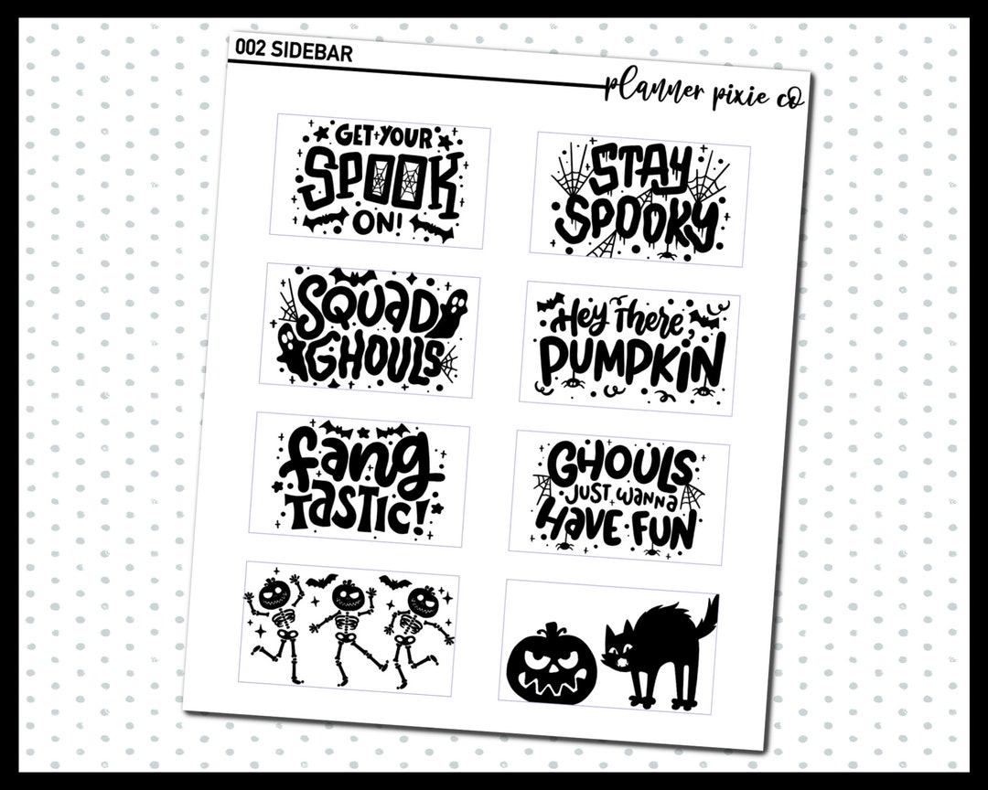 Foiled Overlay SIDEBAR Quotes, (002) Quote Stickers, October, Halloween ...