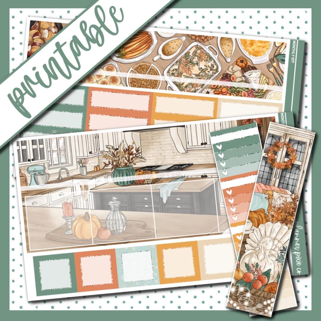 Printable Kit, Printable , Cut Line Files, Instant Download, Monthly ...