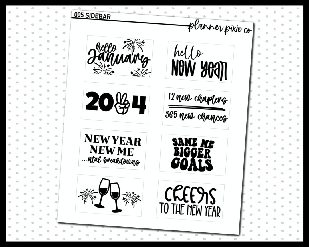 Foiled Overlay SIDEBAR Quotes, (005) Quote Stickers, January, New Year ...