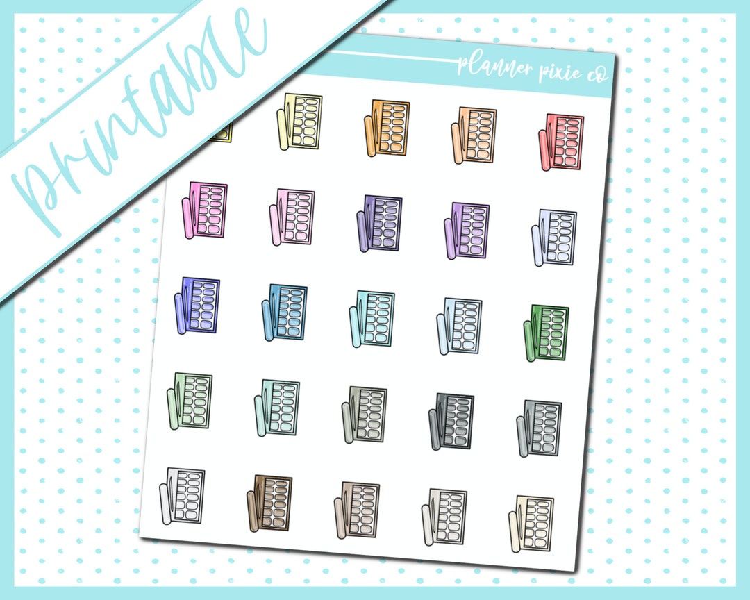Printable Icon Doodles Planner Stickers Nail Strips Nails - Etsy