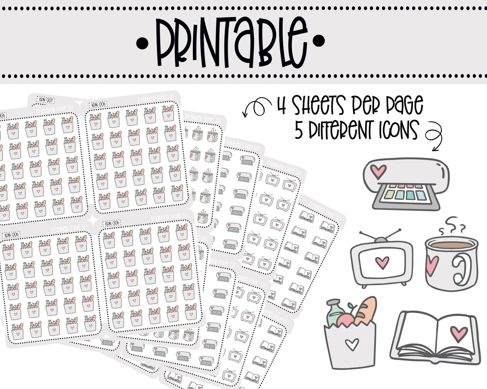 Printable Stickers Printable PDF Cut Line Files Instant | Etsy