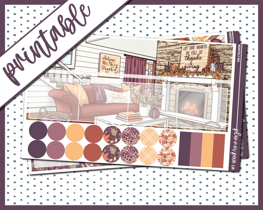 Printable Kit, Printable , Cut Line Files, Instant Download, Monthly ...