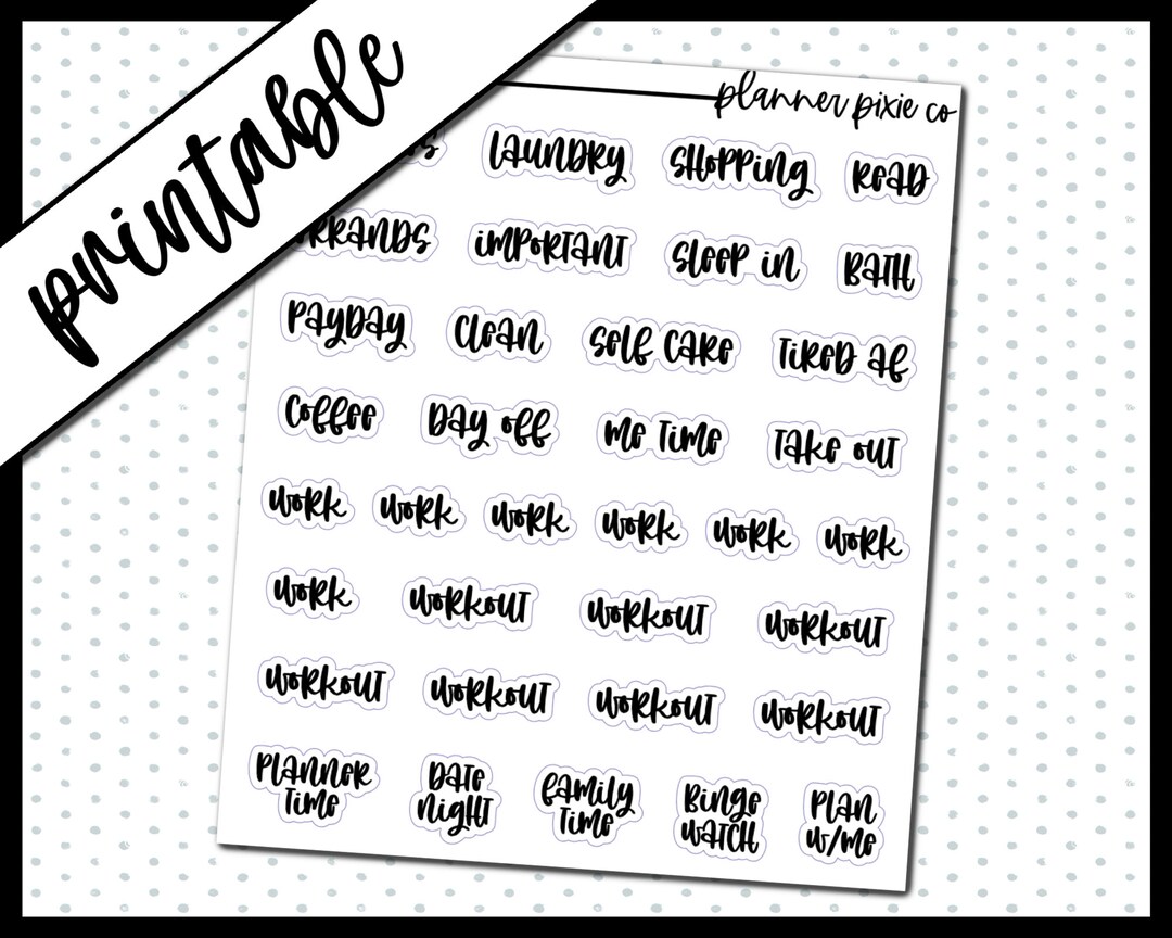 Foil Ready Printable Stickers Overlays Digital Planner - Etsy