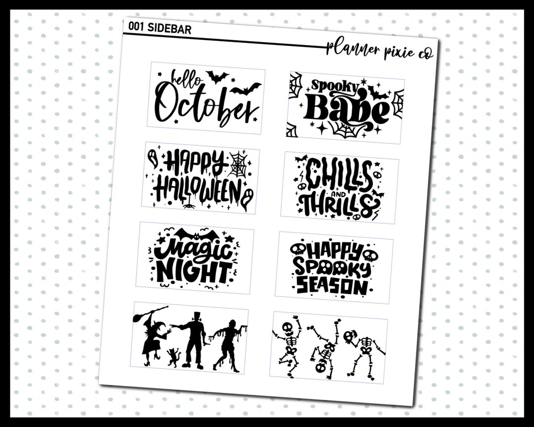 Foiled Overlay SIDEBAR Quotes, (001) Quote Stickers, October, Halloween ...