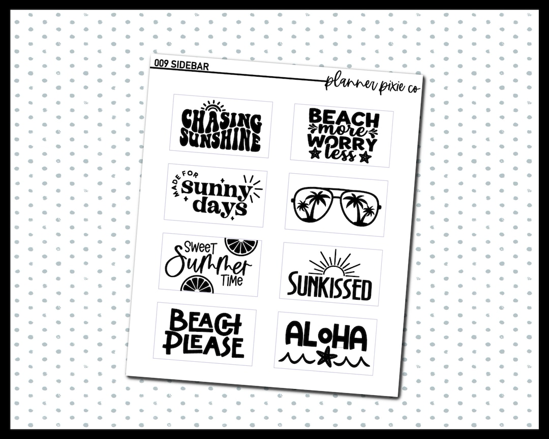 Foiled Overlay SIDEBAR Quotes, (009) Quote Stickers, Summer - Etsy