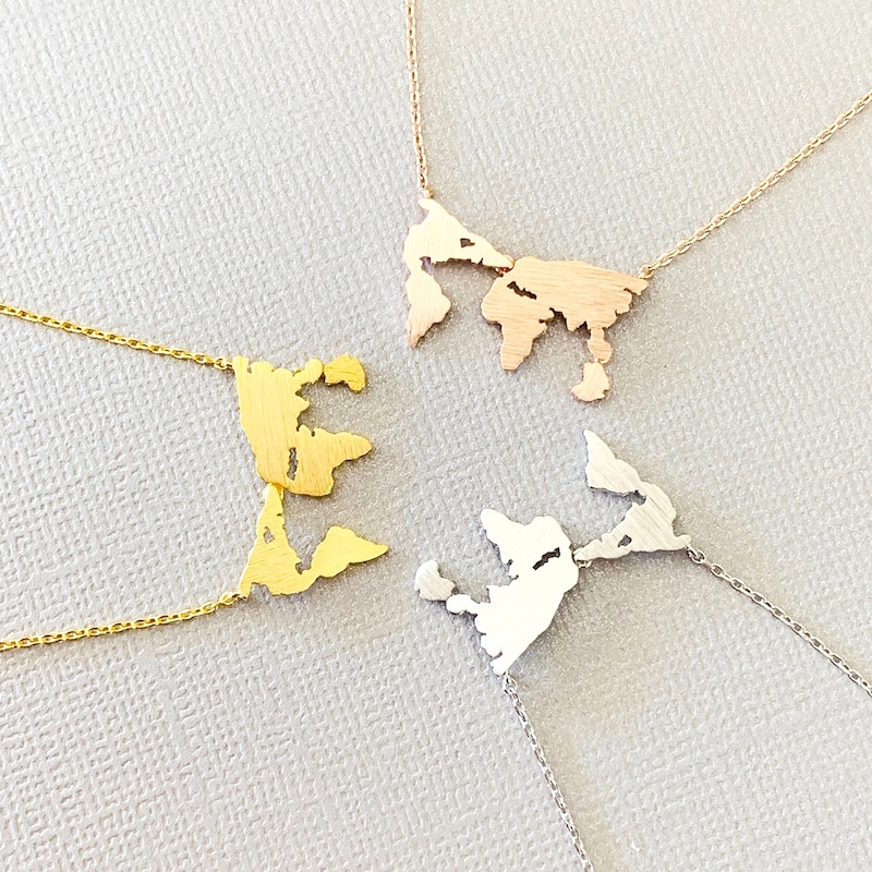 World Map Necklace - Etsy