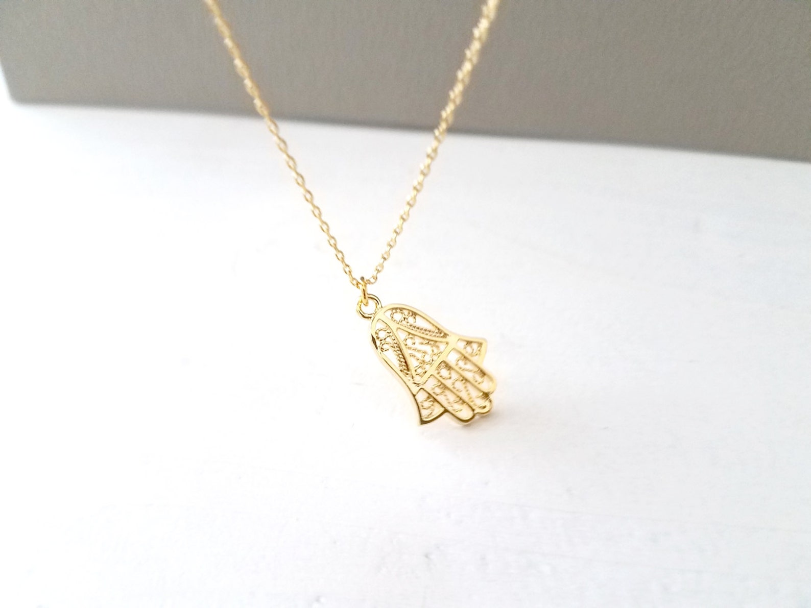 Hamsa Hand Necklace Gold Hamsa Hand Pendant Charm Birthday - Etsy