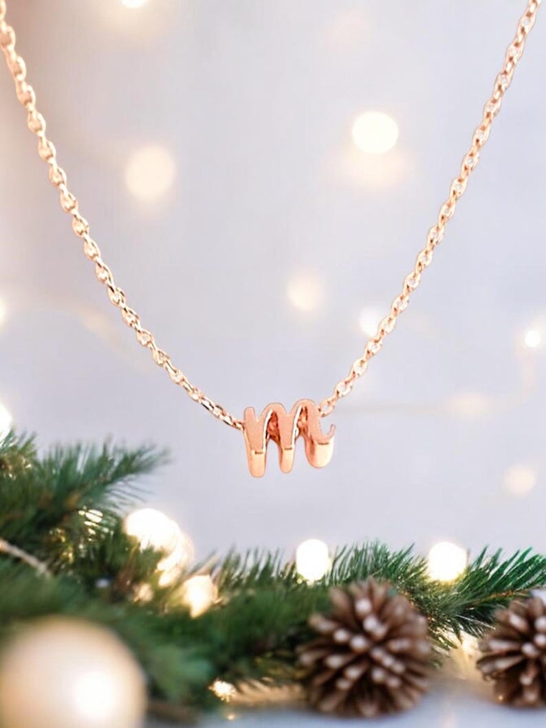 Rose Gold Initial Necklace: Personalized Cursive Letter Pendant - Etsy
