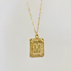 Square Initial Necklace for Her, Gold Square Initial Necklace ...