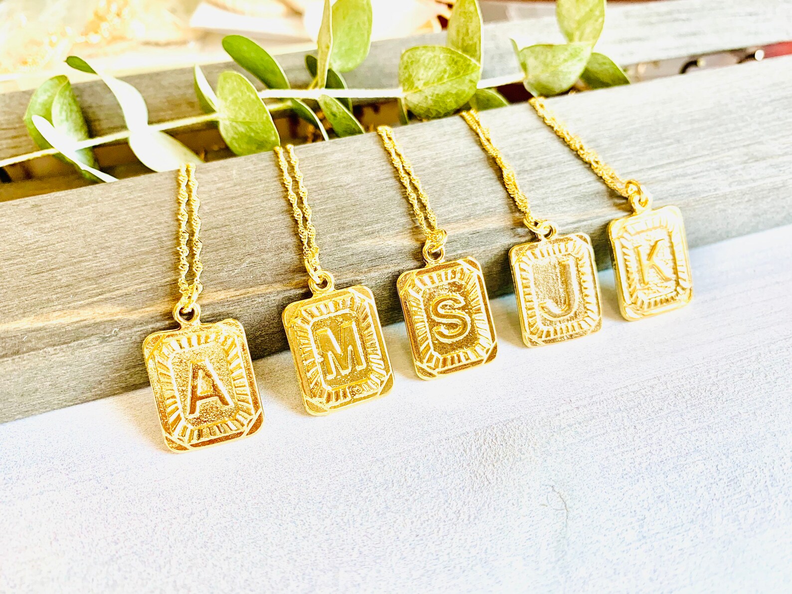 Square Initial Necklace for Her, Gold Square Initial Necklace ...