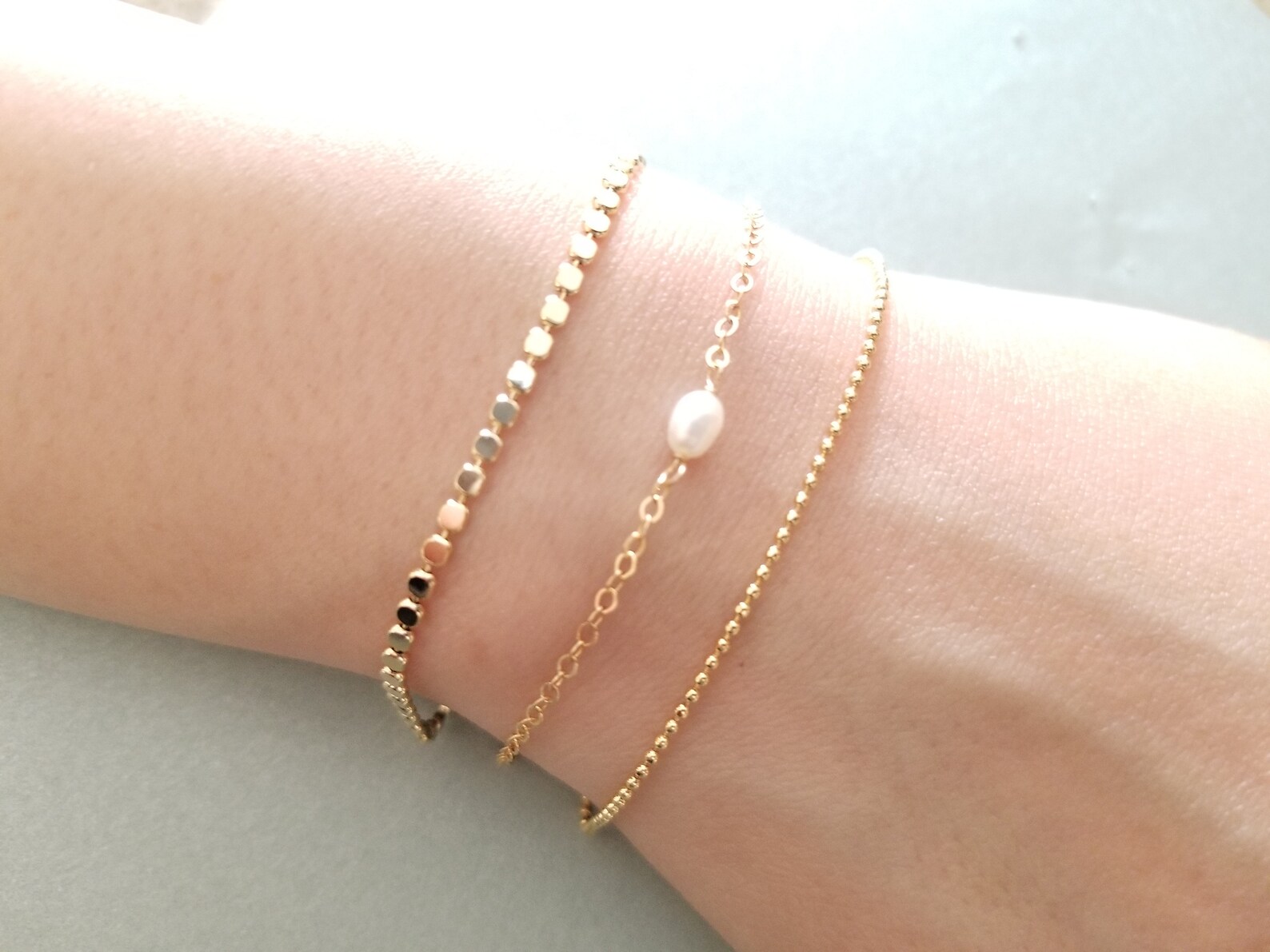 Chain Bracelet / Simple Minimal Bracelet/ Pearl Bracelet / - Etsy