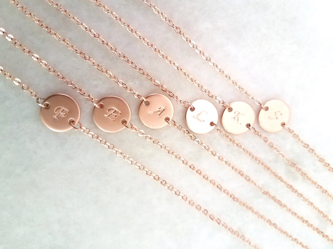 Initial Necklace, Rose Gold Initial Necklace, Custom Alphabet Necklace ...
