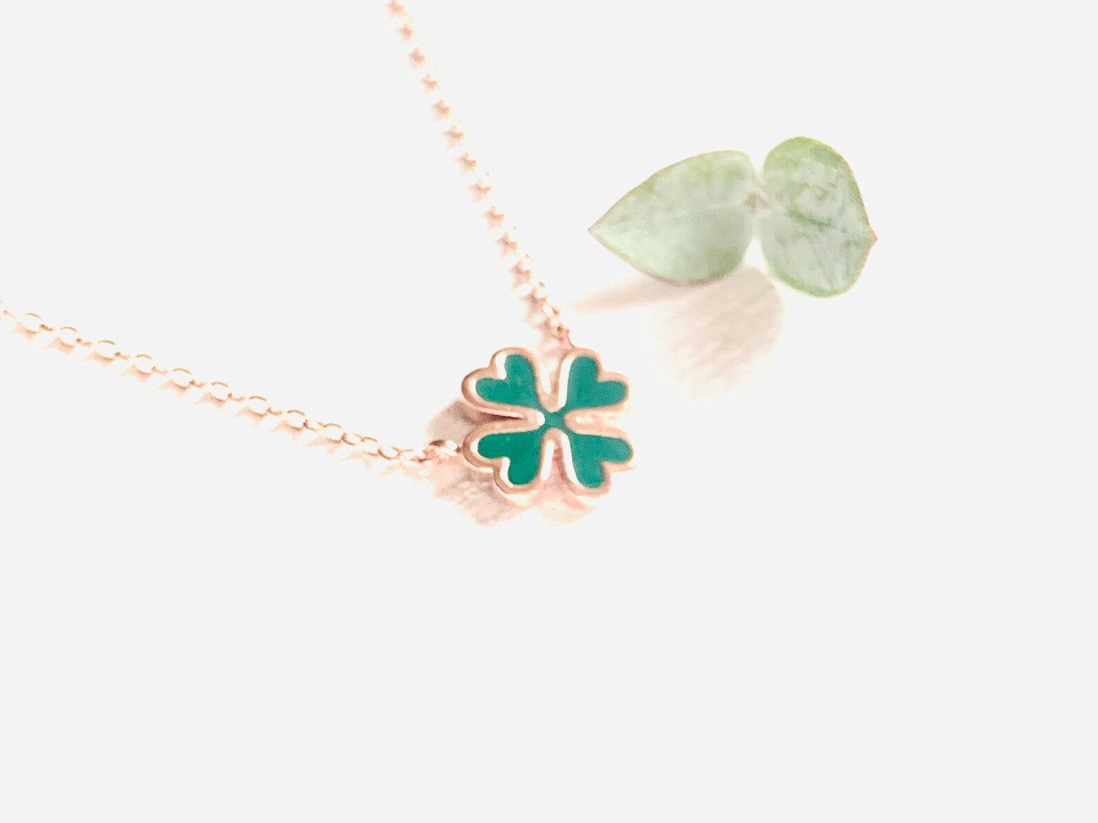 Clover Heart Charm Necklace Heart Clover Gold Necklace - Etsy