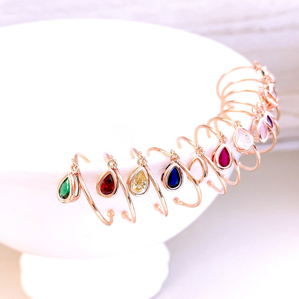 Birthstone Ring Rose Gold Adjustable Ring Personalized | Etsy