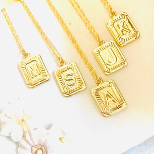 Square Initial Necklace for Her, Gold Square Initial Necklace ...