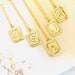 Square Initial Necklace for Her, Gold Square Initial Necklace ...