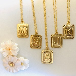 Square Initial Necklace for Her, Gold Square Initial Necklace ...