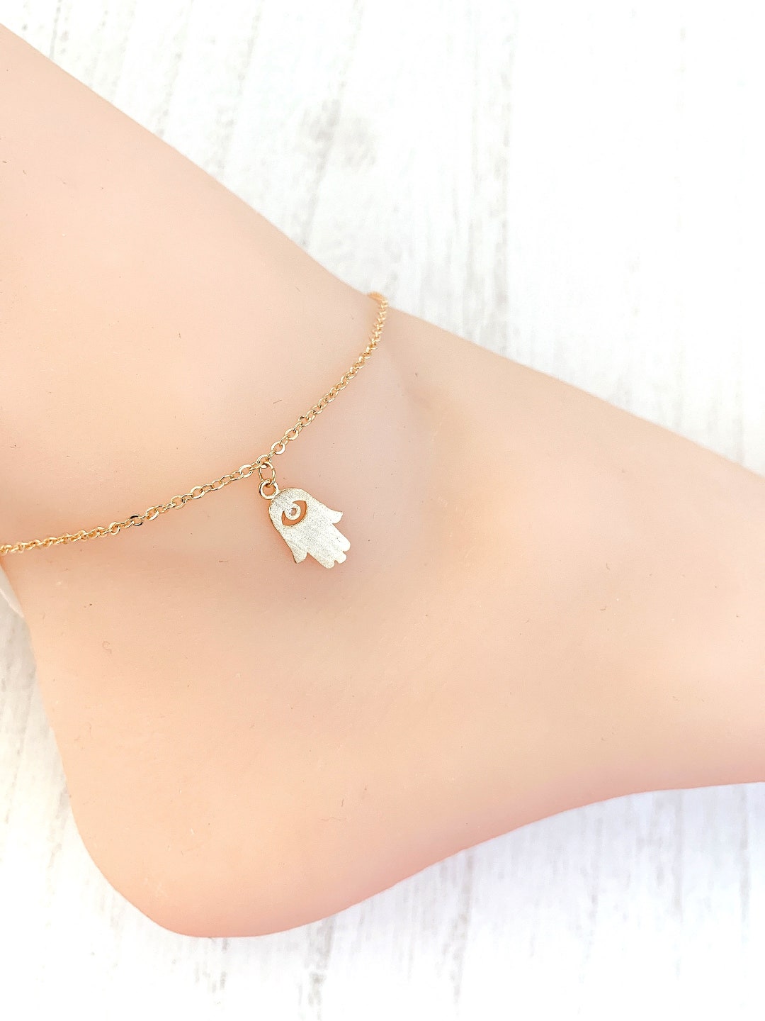 Dainty Hamsa Anklet, Delicate Hamsa Hand Anklet, Unique Anklet ...