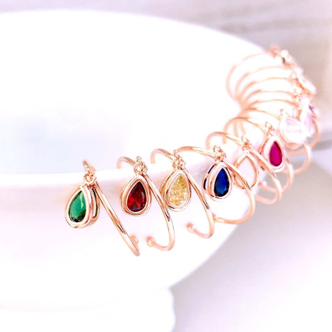 Birthstone Ring Rose Gold Adjustable Ring Personalized - Etsy