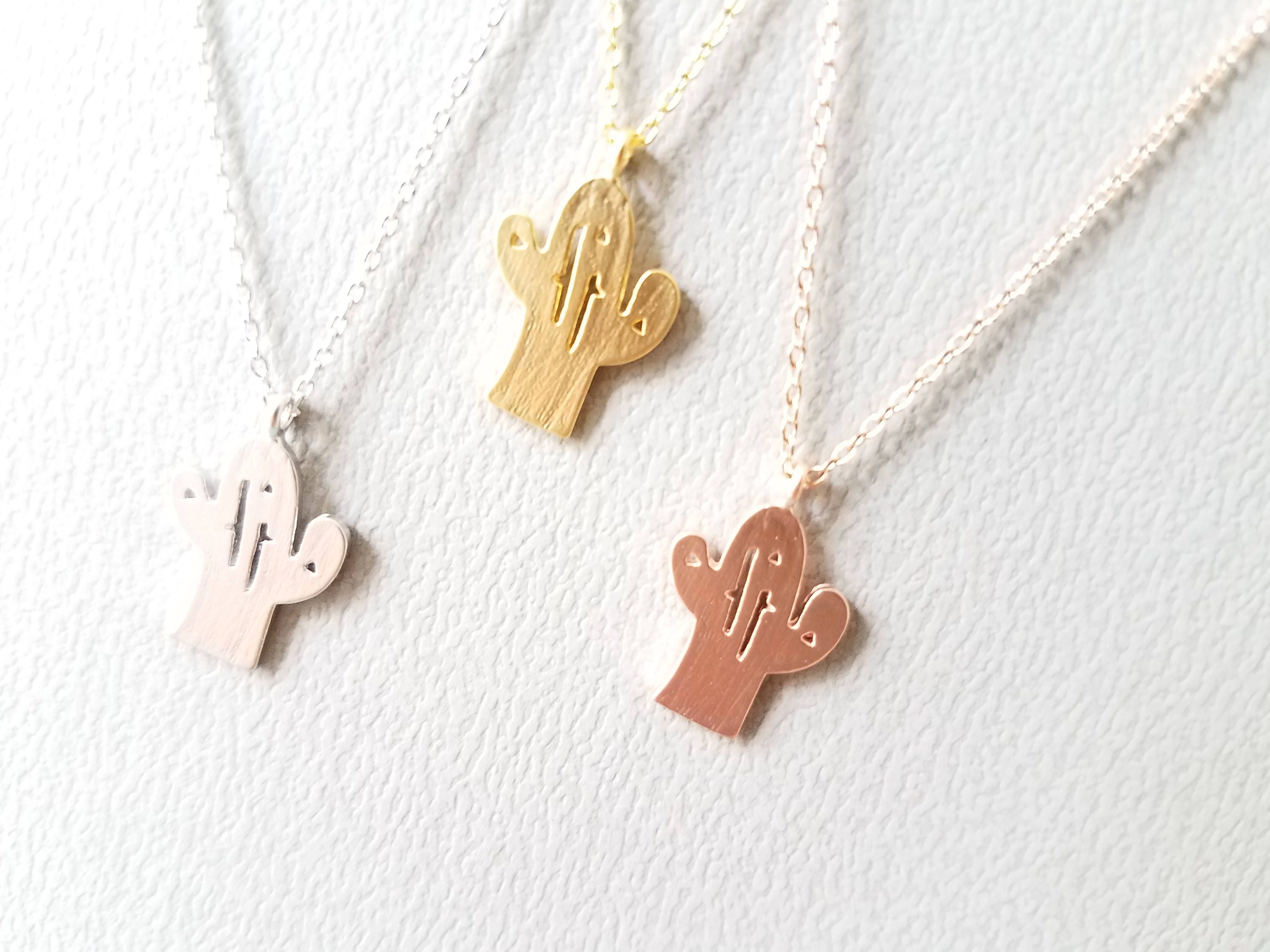 Dainty Cactus Necklace Simple Everyday Necklace Cactus 6mm | Etsy