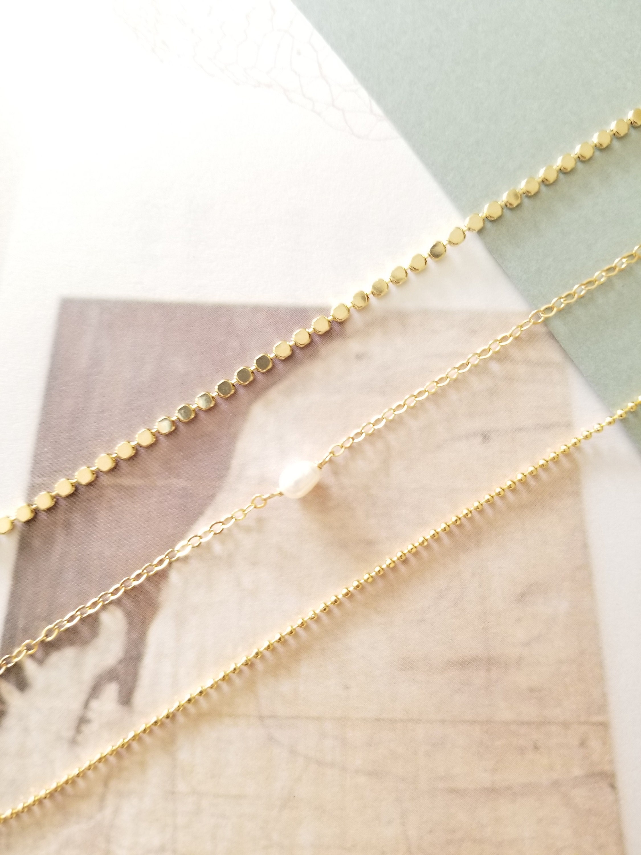 Chain Bracelet / Simple Minimal Bracelet/ Pearl Bracelet / | Etsy