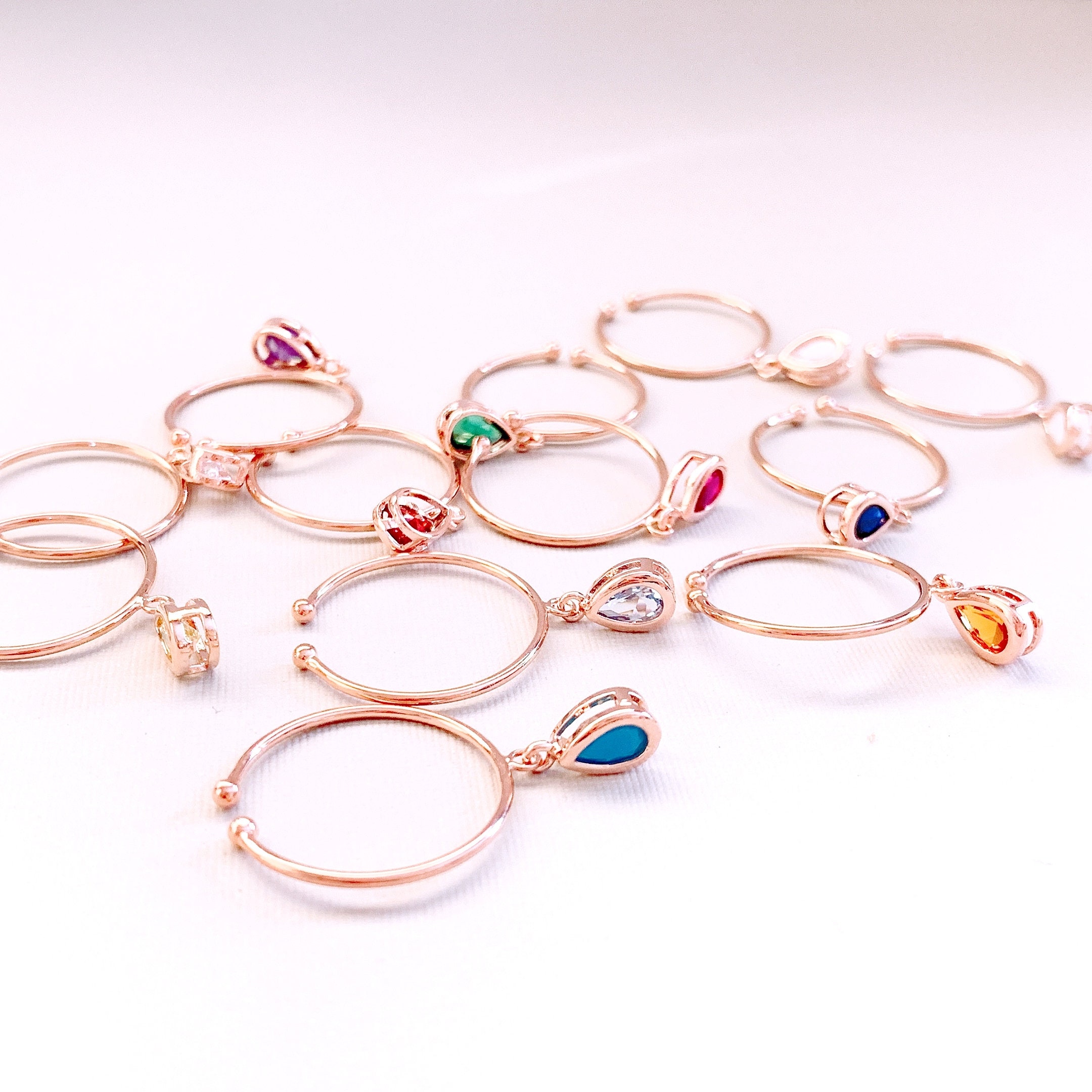 Birthstone Ring Rose Gold Adjustable Ring Personalized | Etsy