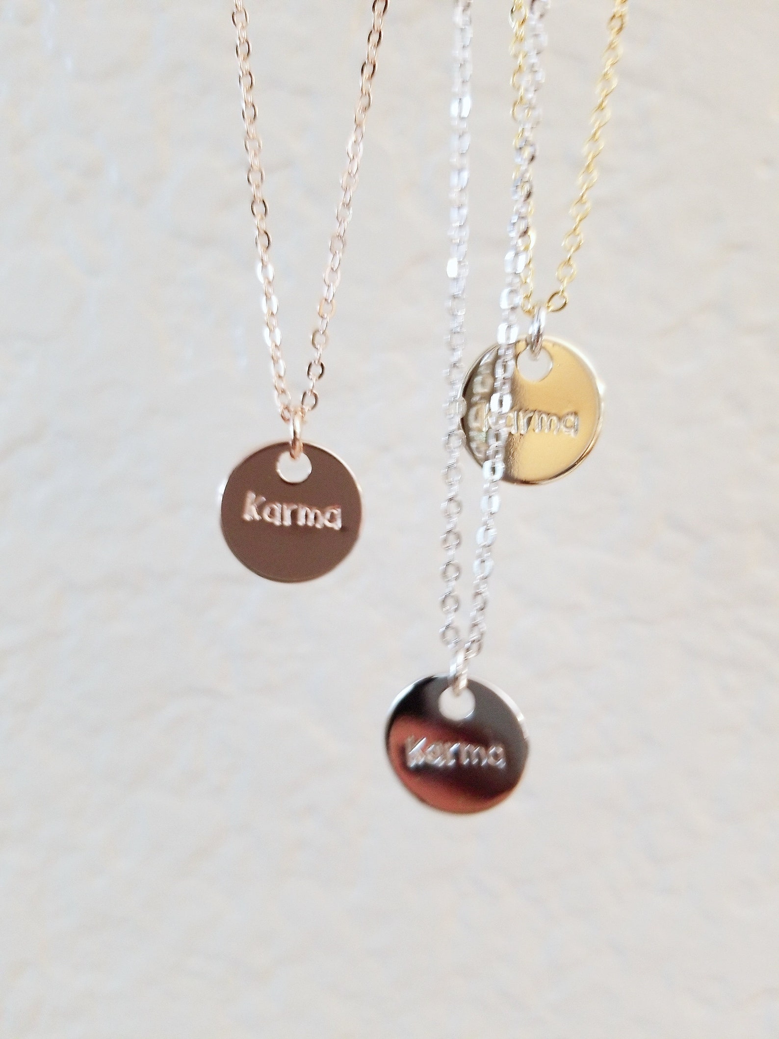 KARMA Necklace Karma Hand Stamped Gold Rose Gold Necklace - Etsy