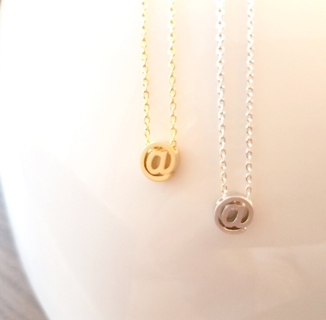Tiny @ Pendant Necklace: Matte Rhodium Brass, 16 Inch Chain - Etsy