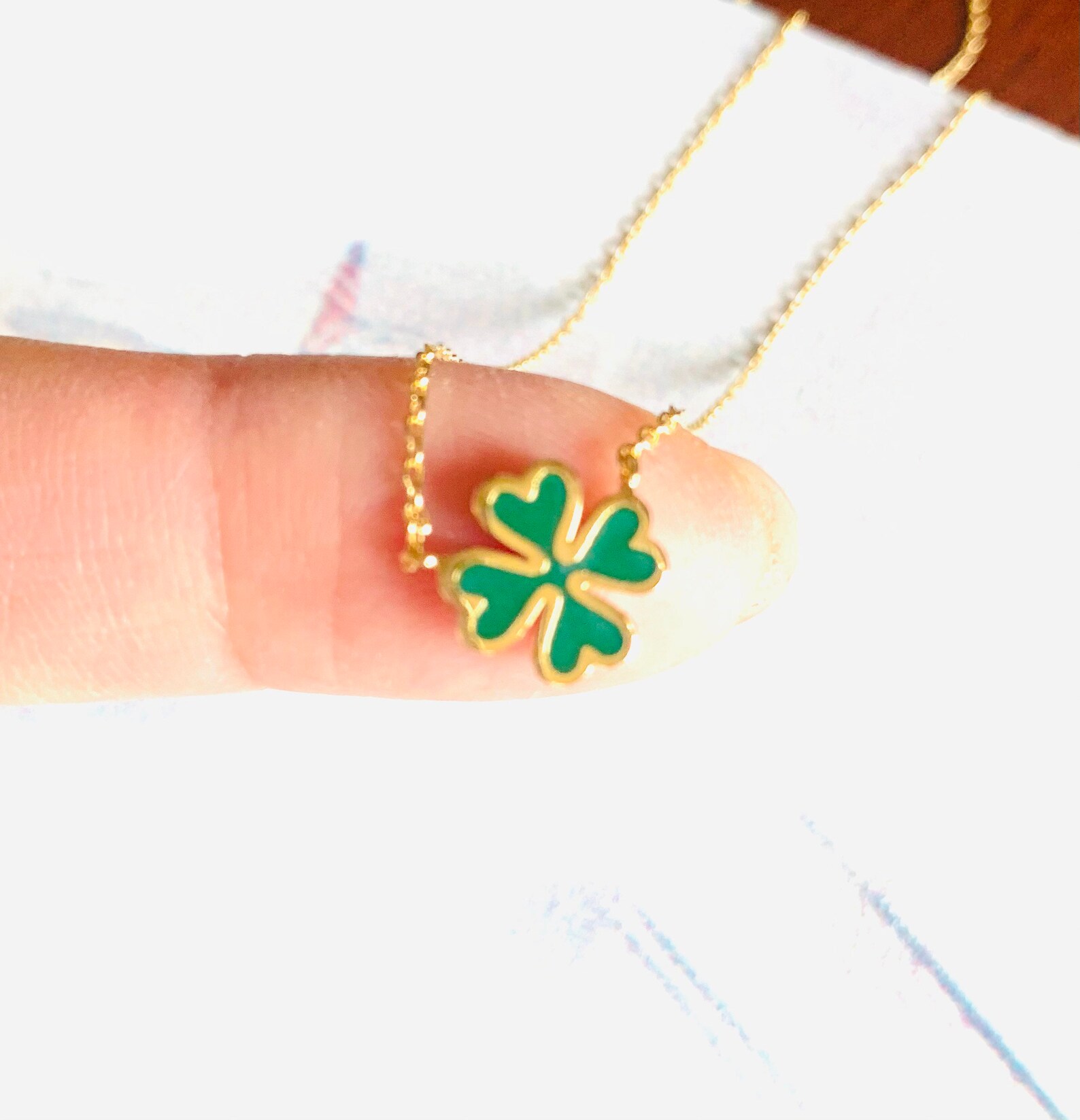 Clover Heart Charm Necklace Heart Clover Gold Necklace - Etsy