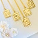 Square Initial Necklace for Her, Gold Square Initial Necklace ...