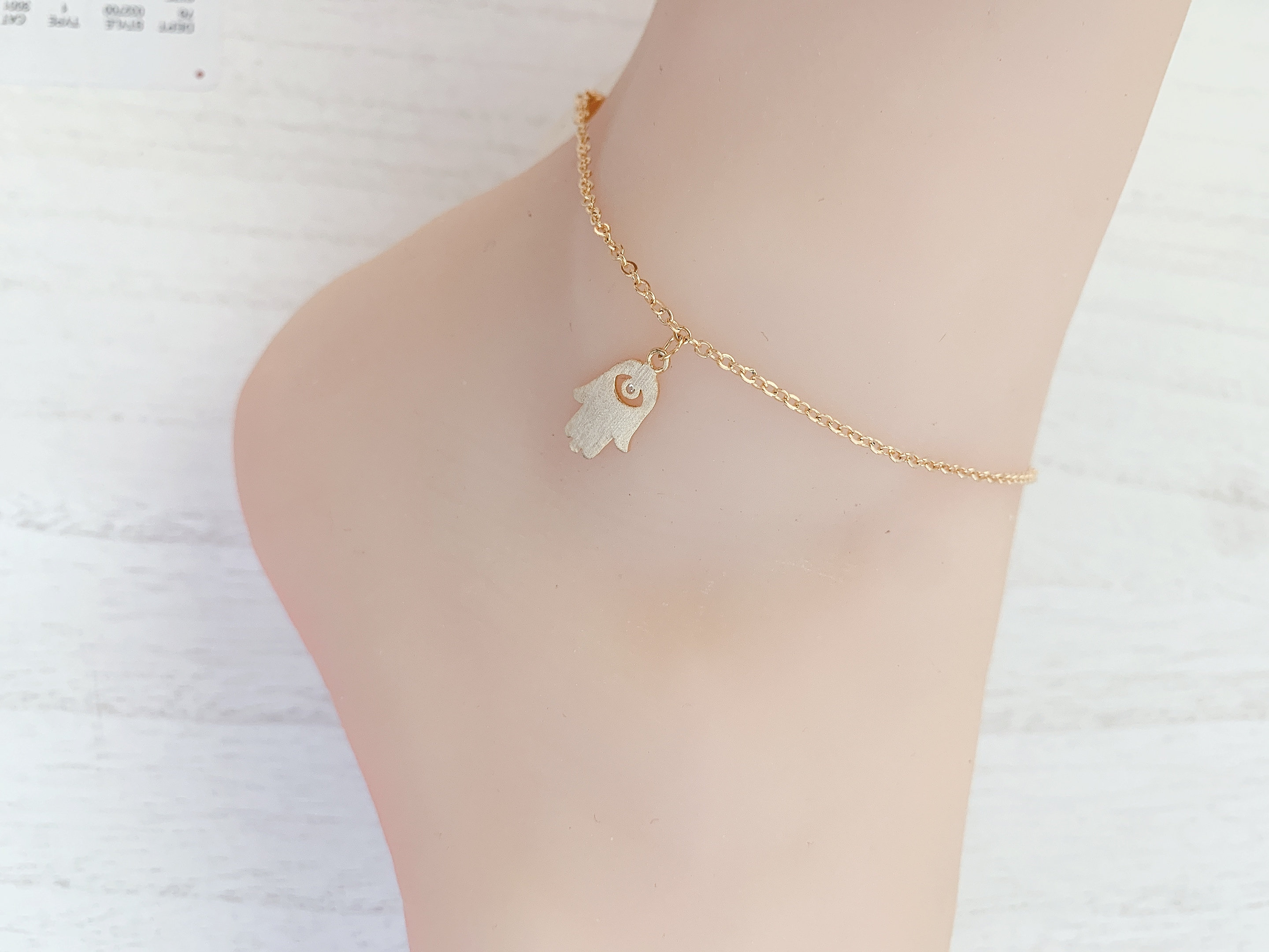 Dainty Hamsa Anklet delicate hamsa hand Anklet Unique | Etsy