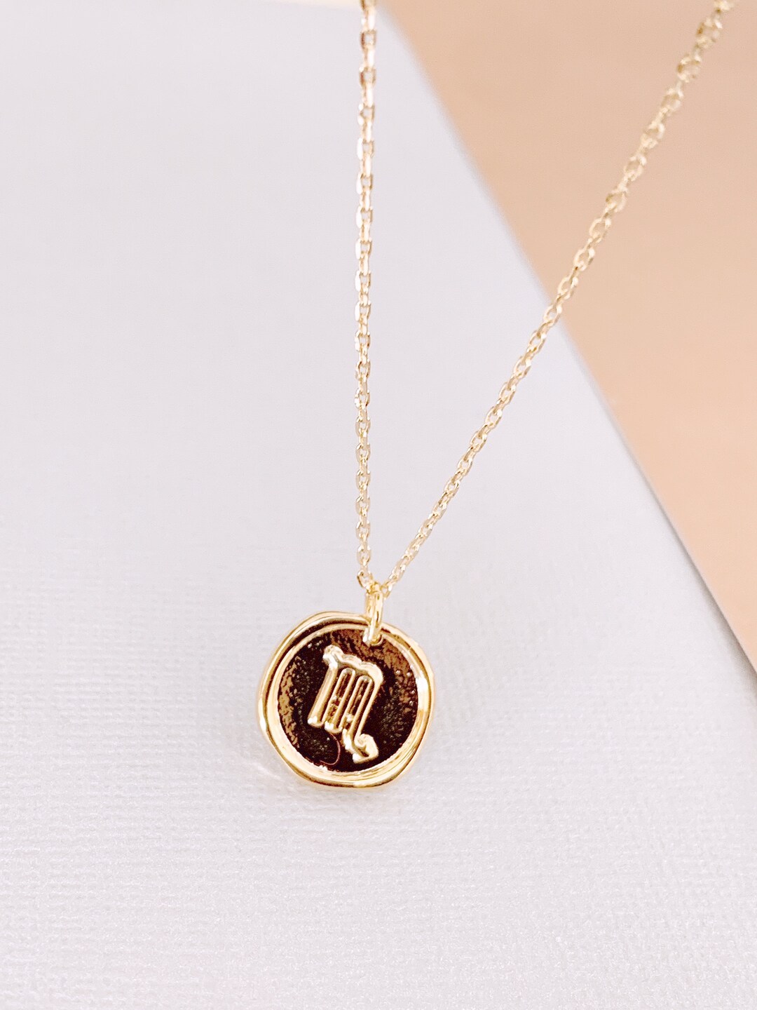 Gold Plated Scorpio Necklace: Zodiac Coin Medallion, Astrology Jewelry ...
