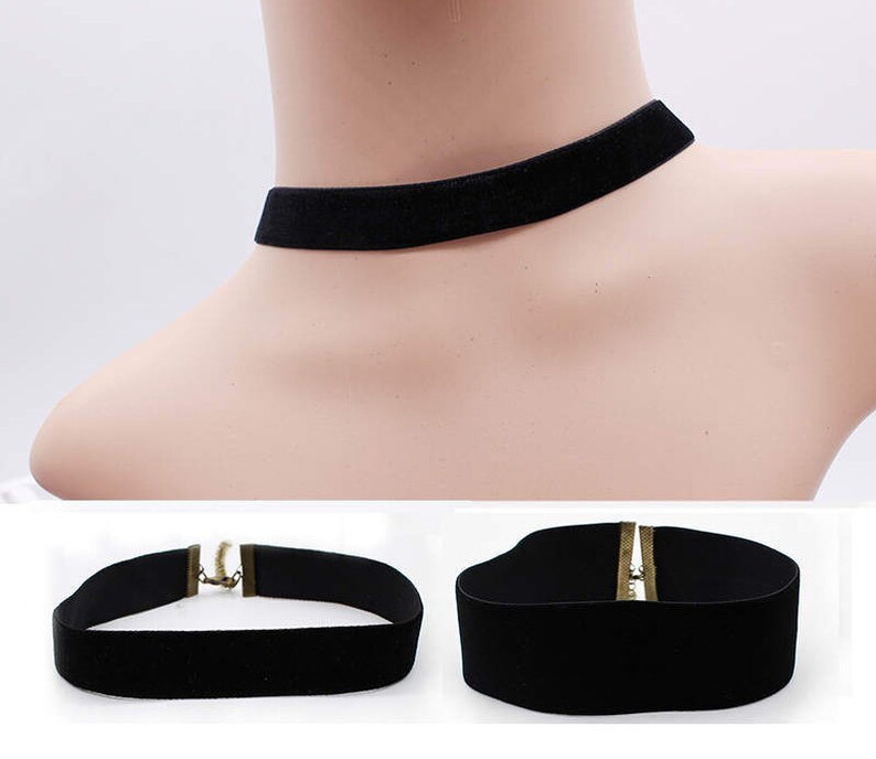 Adjustable Black Velvet Choker, 90s Jewellery, Simple Choker, Black ...
