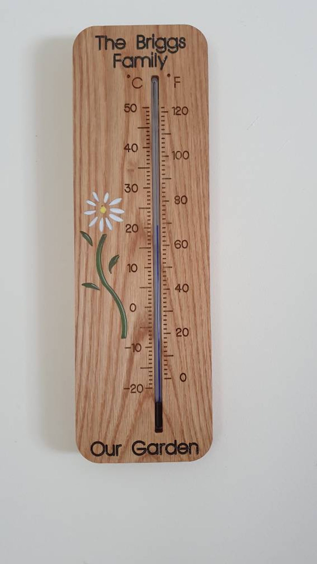 Solid Oak Outdoor Thermometer, Totally Personalized, Father's Day Gift ...