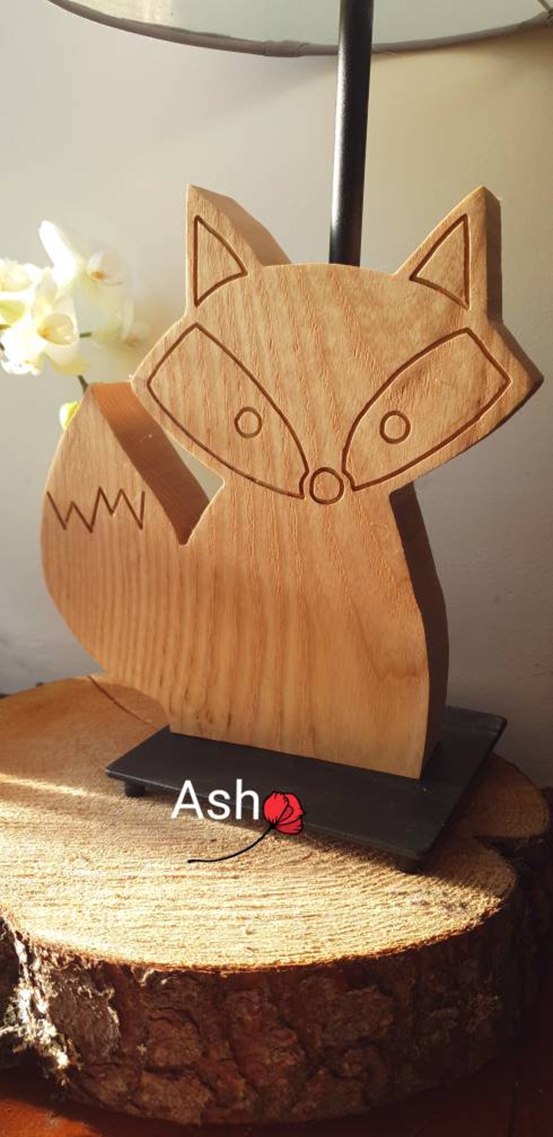 Wooden Fox Table Lamp Base Solid Wood - Etsy