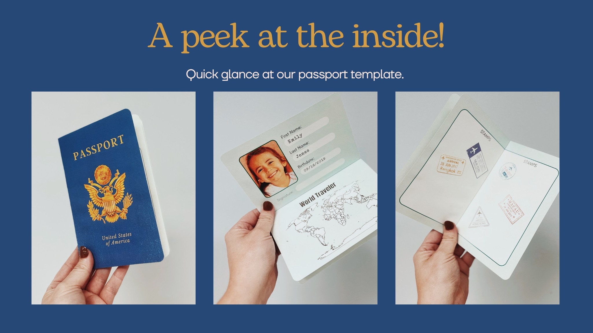 Children's Pretend Play Passport Template | Editable Canva Template for ...
