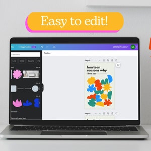 Editable 14 Reasons Why I Love You Canva Template - Etsy