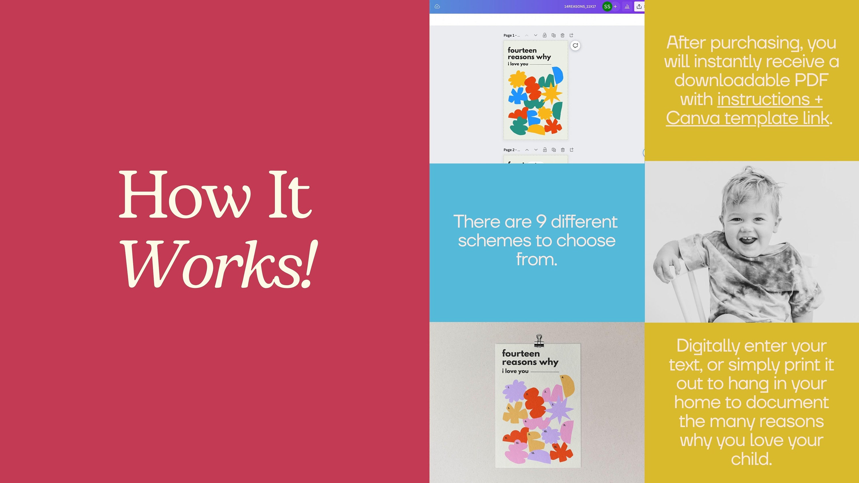 Editable 14 Reasons Why I Love You Canva Template - Etsy