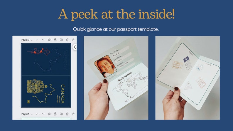 Children's Pretend Play Passport Template: Canada | Editable Canva ...