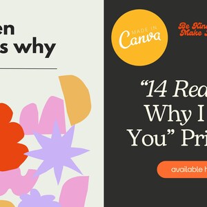 Editable 14 Reasons Why I Love You Canva Template - Etsy